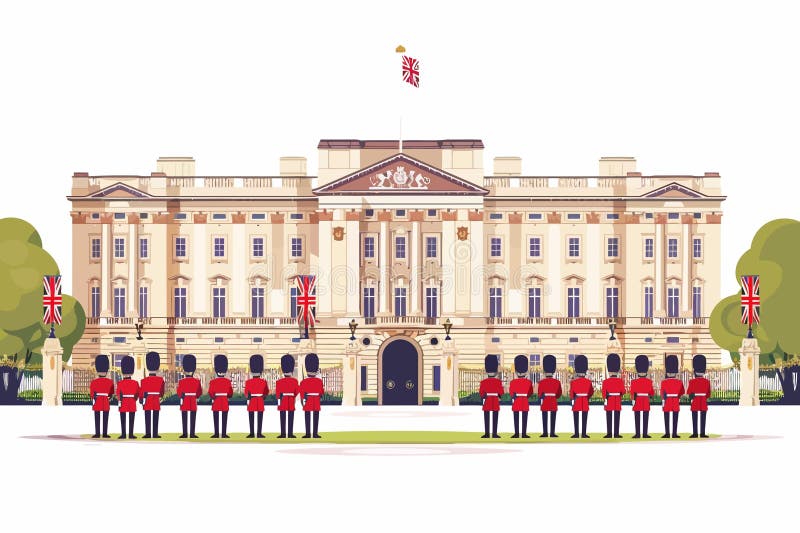 Changing of the Guard at Buckingham Palace Isolated Illustration Stock ...