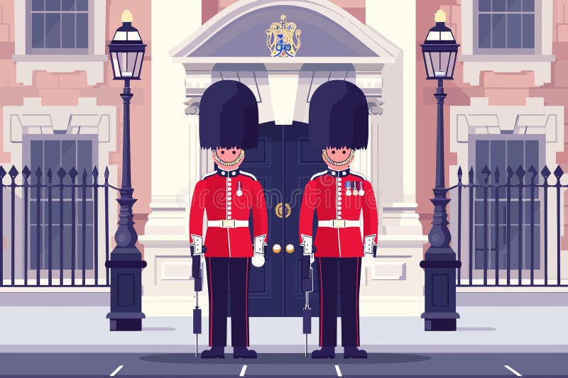 Changing of the Guard at Buckingham Palace Isolated Illustration Stock ...