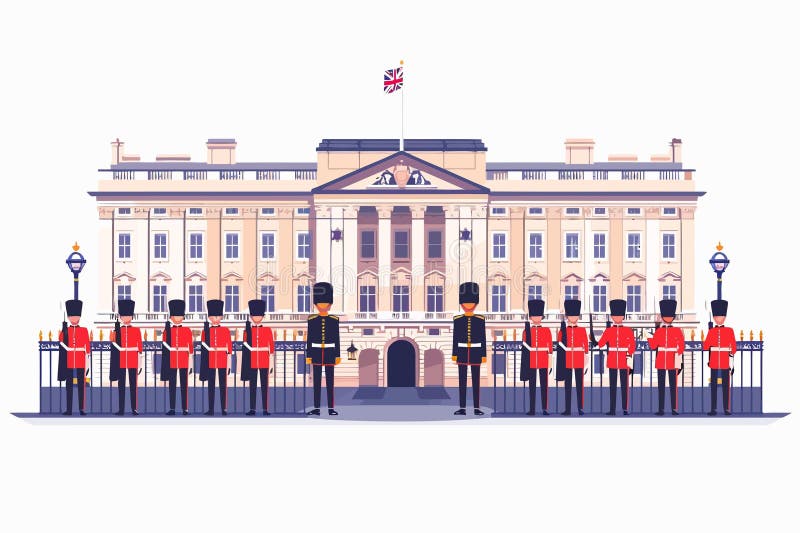Changing of the Guard at Buckingham Palace Isolated Illustration ...