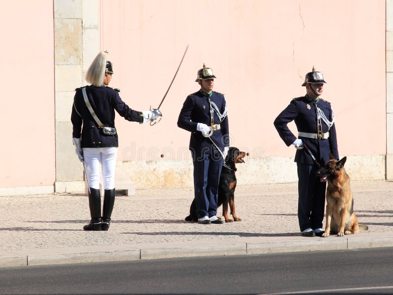 Ceremonial Changing Guard in Lisbon, Portugal Editorial Image - Image ...