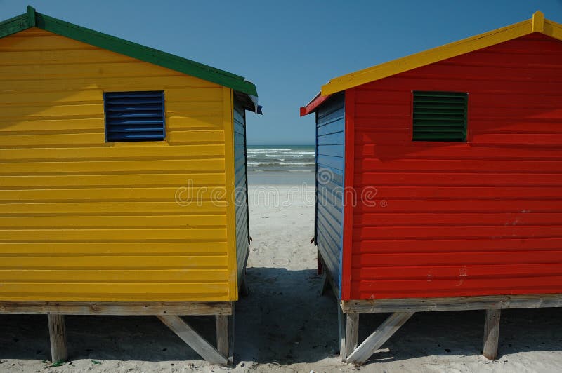 Changing Huts At Muizenberg Stock Photo - Image of colour, western: 3951688
