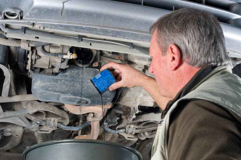 Changing oil filter stock image. Image of working, checking - 18844145