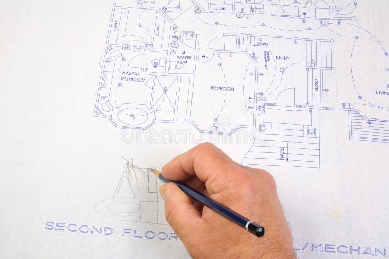 Architect, Drawing Up Plans For A House Stock Photo - Image of ...