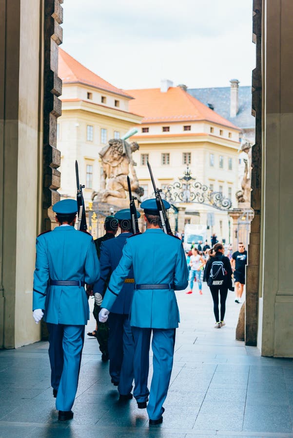 Changing The Guard At Prague Castle, Prague Europe Editorial ...