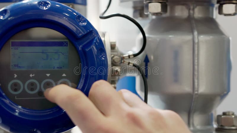 Changing the Readings of the Air Flow Meter Sensor. Stock Footage ...