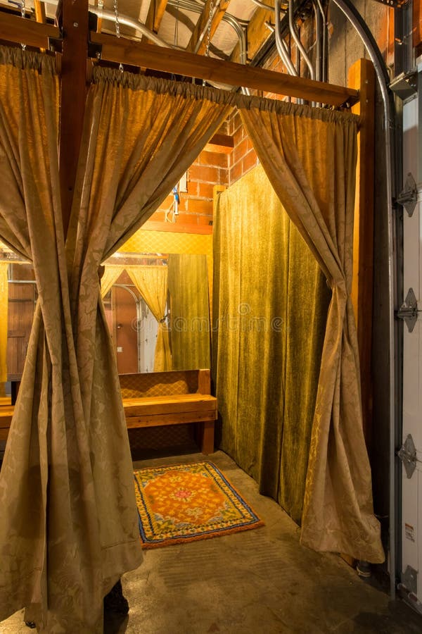 Changing Room Curtains at Studio Stock Photo - Image of remodeled ...