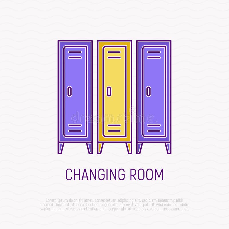 Changing Room with Lockers Thin Line Icon. Modern Vector Illustration ...