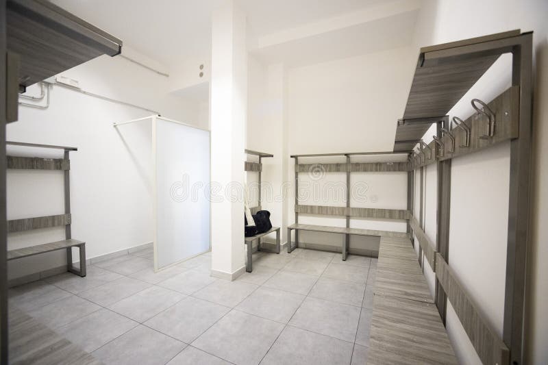 Changing rooms of a gym stock photo. Image of olive - 310942992