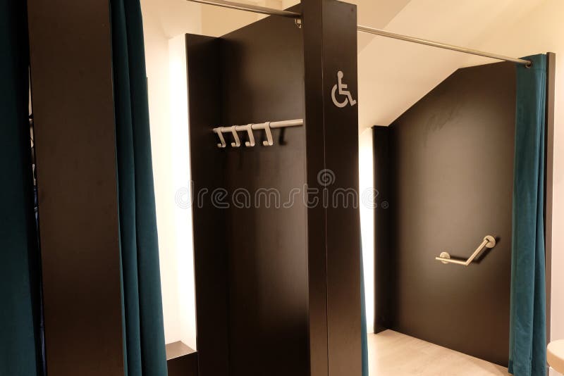Changing Rooms, One of Which is Reserved for Disabled People Stock ...
