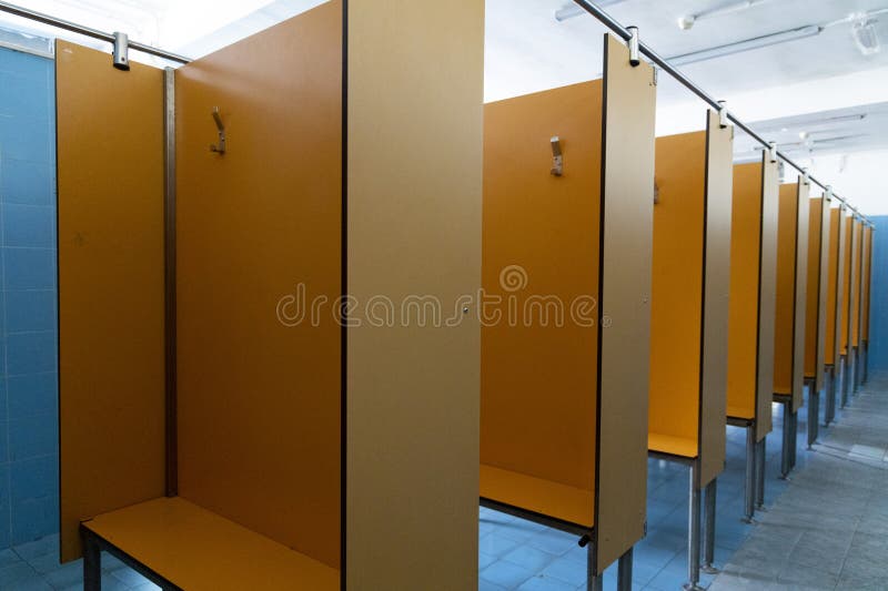Changing Rooms of a Swimming Pool Stock Photo - Image of yellow ...