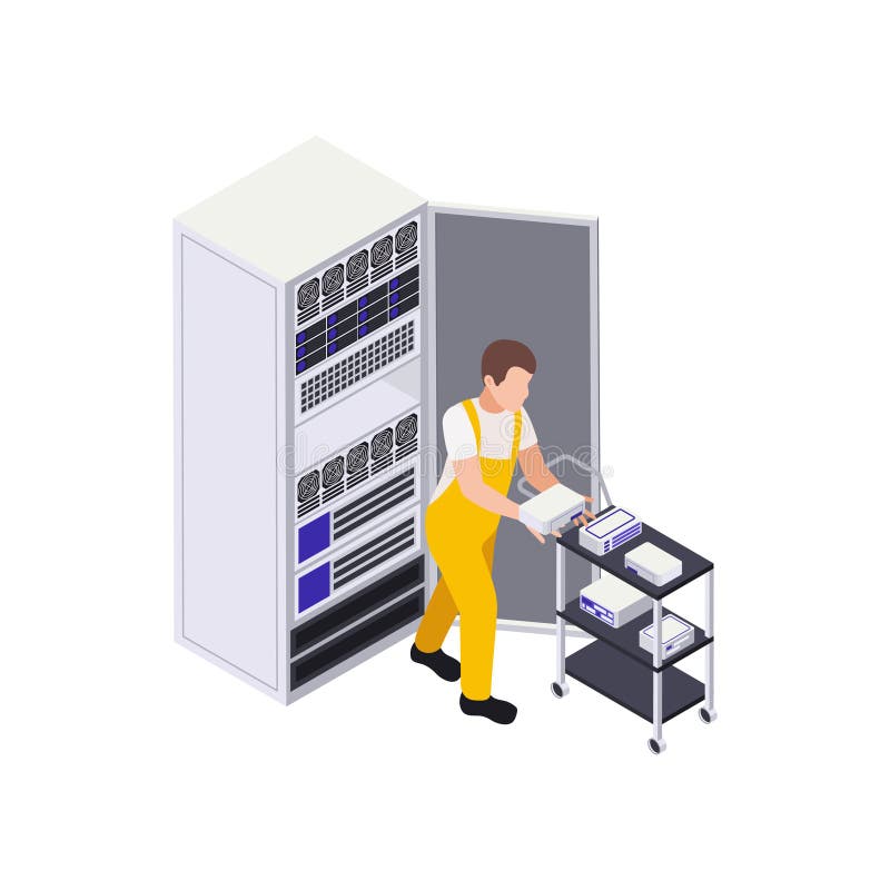 Changing Servers Isometric Composition Stock Vector - Illustration of ...