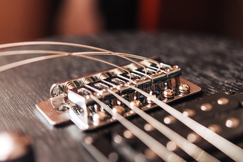 Changing Strings on an Electric Guitar. Stock Image - Image of ...