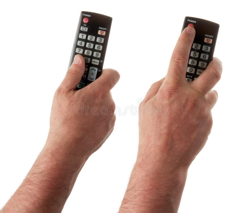 Changing TV Program: Close Up of Human Hand Holding Television Remote ...