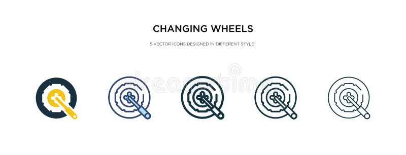 Changing Wheels Tool Icon in Different Style Vector Illustration. Two ...