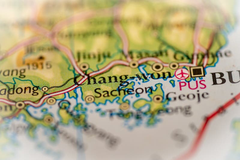 Changwon, South Korea Highlighted on a World Map Stock Image - Image of ...