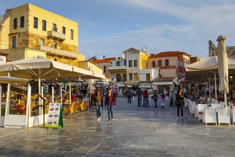 Chania, Crete. editorial stock photo. Image of square - 93463333
