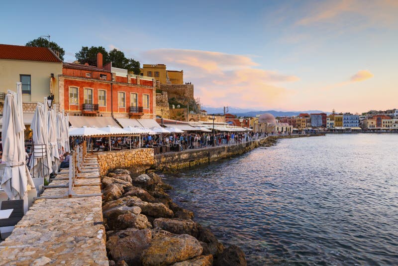 Chania, Crete. editorial stock photo. Image of venetian - 92166883