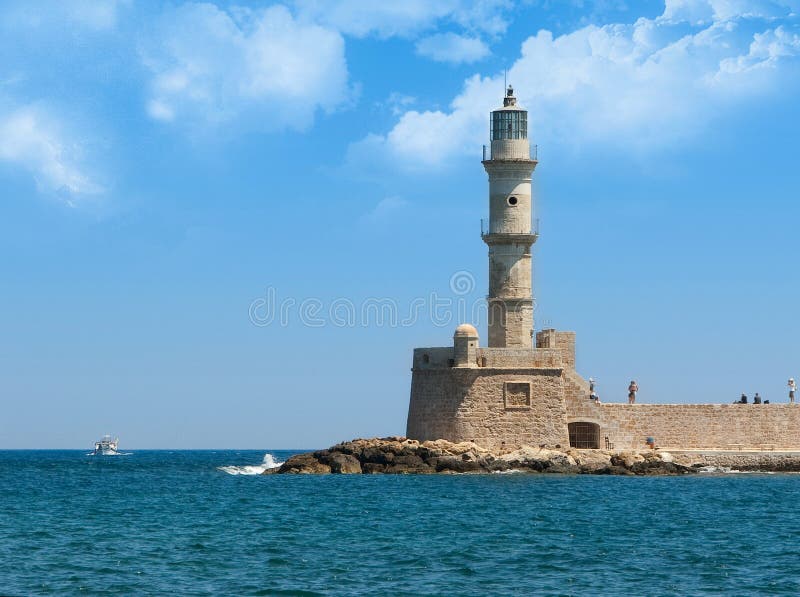 Chania lighthouse stock image. Image of harbour, vacation - 11116509