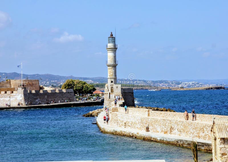 Chania Lighthouse, Chania, Crete, Greece Stock Image - Image of ...