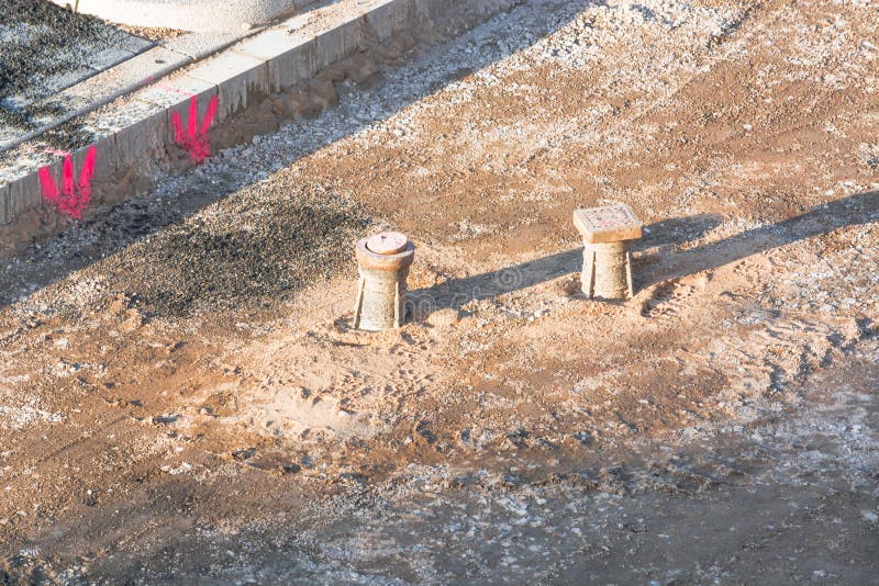 Channel Cover in the Concrete Foundation. Stock Image - Image of ...