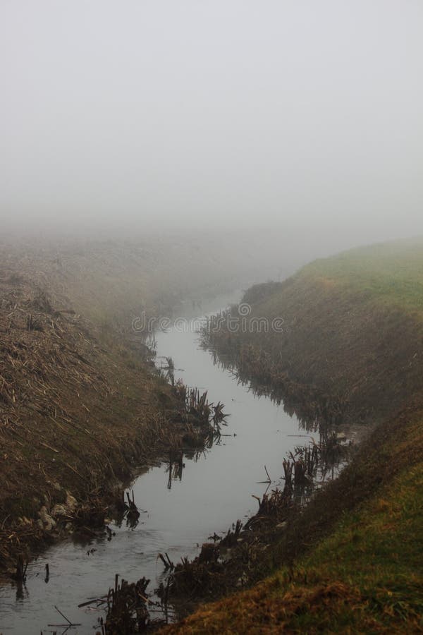 The Channel in the Foggy Land Stock Image - Image of foggy ...
