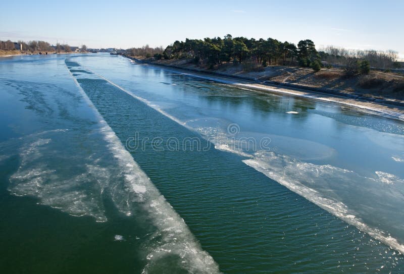 Channel in ice. stock image. Image of arctic, warming - 99834323