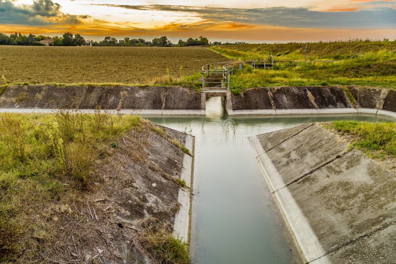 Channel for Irrigation of Cultivated Fields Stock Image - Image of ...