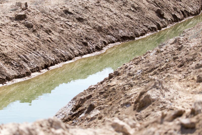 Channel on land stock image. Image of agricultural, irrigation - 102257629