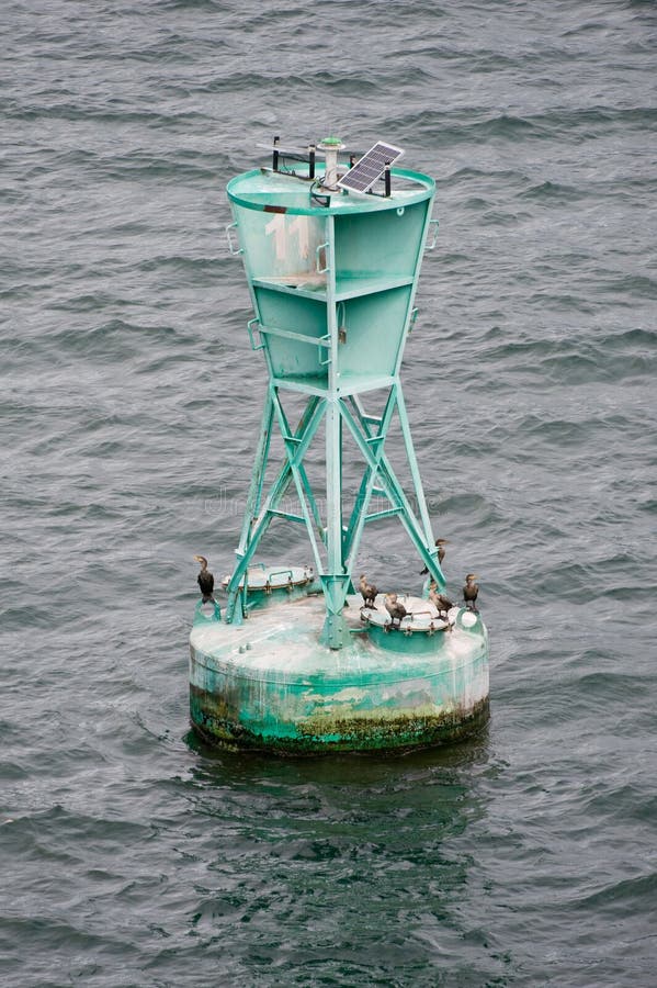 Channel Marker and Sea Birds Stock Photo - Image of sign, buoy: 8327148