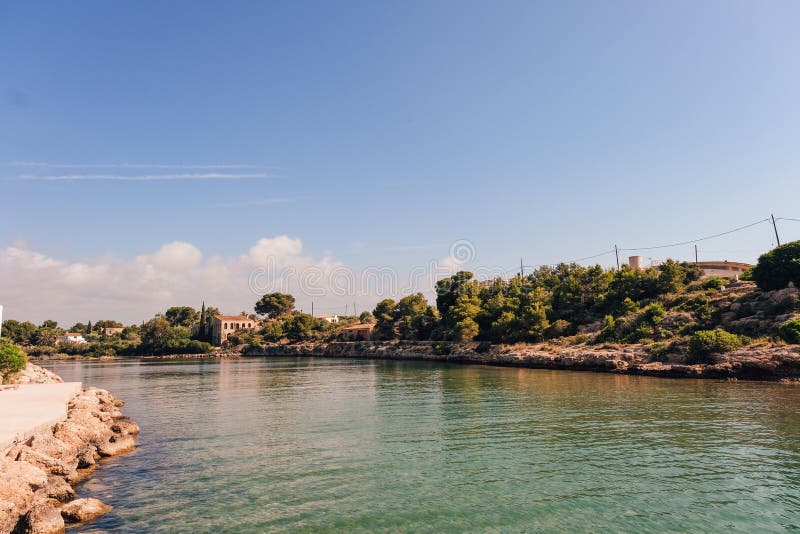 Channel of Sea Water that Enters the Land Inside Stock Photo - Image of ...