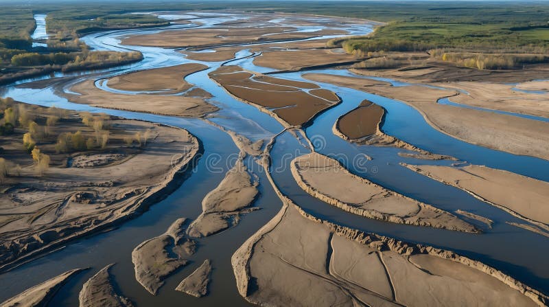 Channels of a River Delta from Above Revealing Patterns Shaped by ...