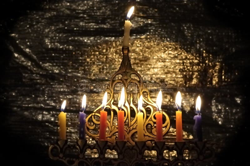 Chanuka candles stock image. Image of chanukia, bracha - 3678303