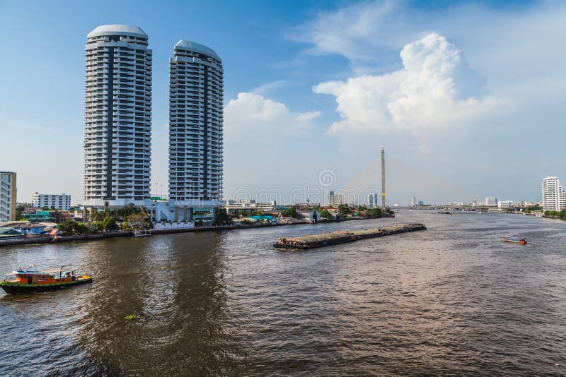 Chao Phraya River. stock photo. Image of concrete, architectural - 30568588