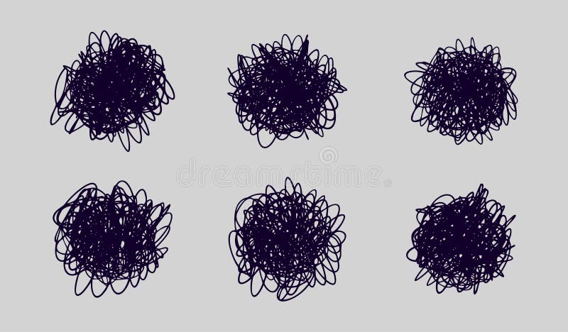 Chaos and Brain Line Doodle Icon Stress and Anxiety Scribbles. Thinking ...