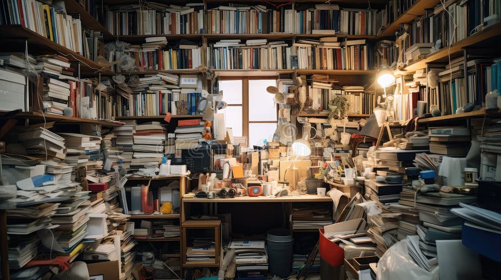 Chaos clutter office stock illustration. Illustration of crowded ...