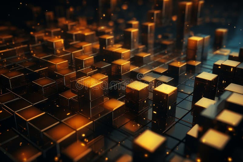 Chaos Code Pattern in Gold and Black. Abstract Digital Background for ...