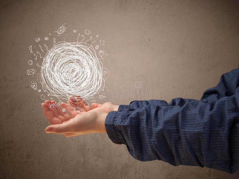 Chaos Concept in the Hand of a Woman Stock Image - Image of lines ...