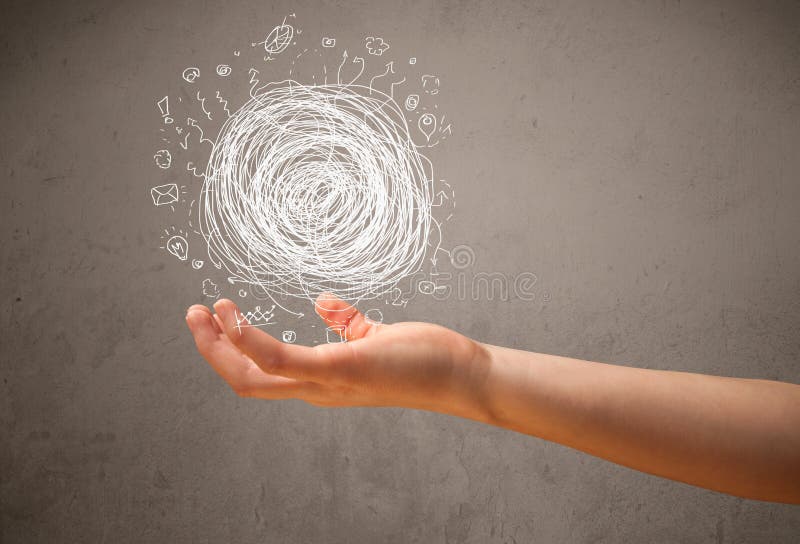 Chaos Concept in the Hand of a Woman Stock Image - Image of concept ...