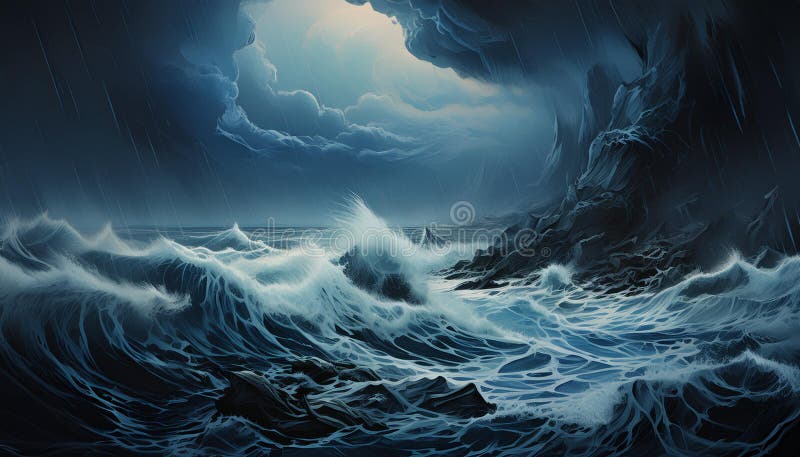 Chaos dark ocean storm stock illustration. Illustration of space ...