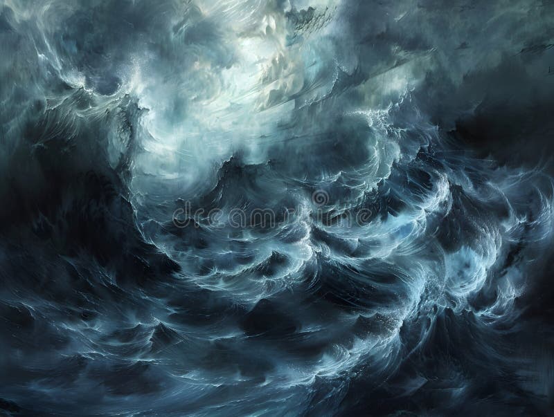Chaos dark ocean storm stock illustration. Illustration of crashing ...