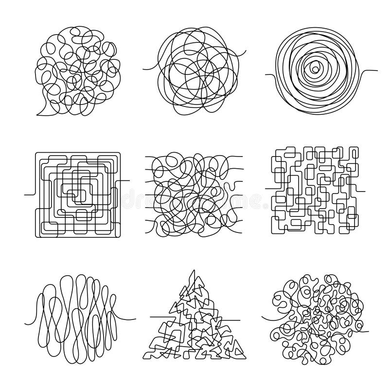 Chaos Lines. Scribble Messy Shape Threading Pattern Vector Abstract ...