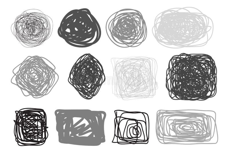 Chaos Tangled Lines Shapes Isolated Vector Set Stock Vector ...