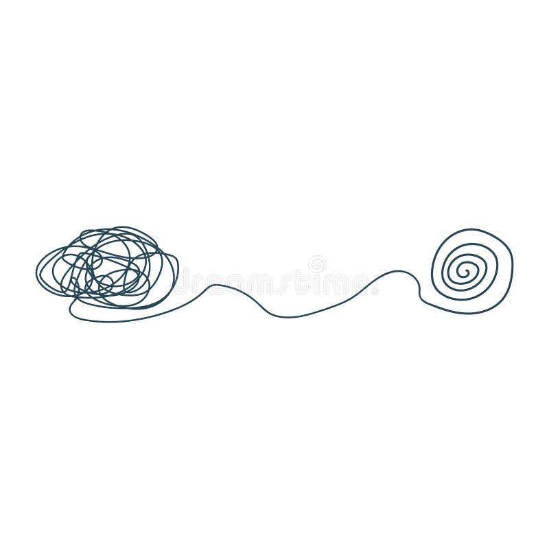 Chaos Simplifying, Messy Line Going into an Even Tangle. Concept of ...