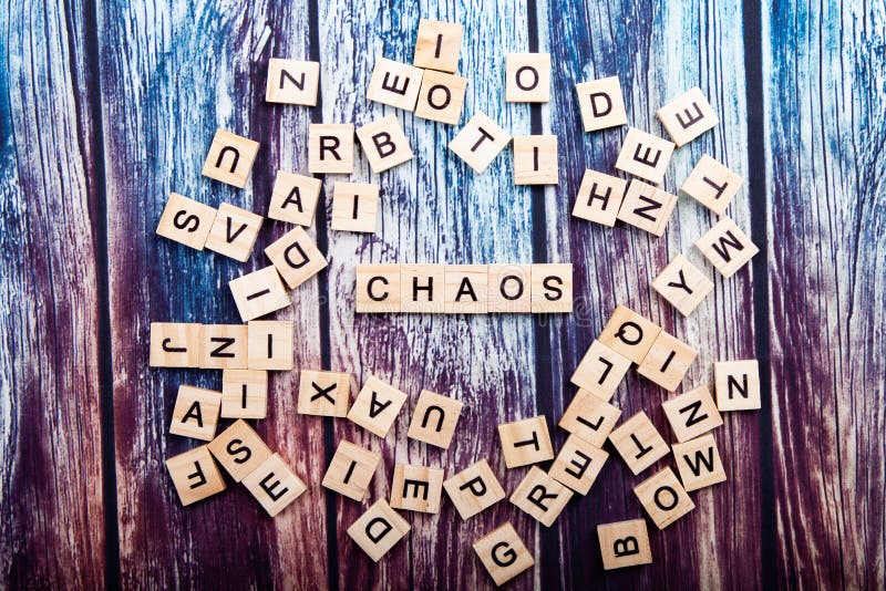 Chaos wooden word frame stock photo. Image of flat, geometric - 171150844