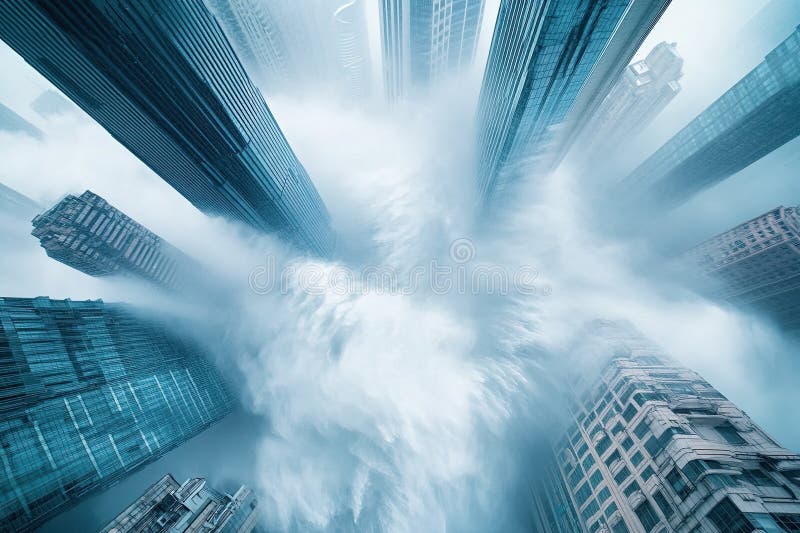 Chaotic Air Vortex Patterns Created by Wind Around Skyscrapers in a ...