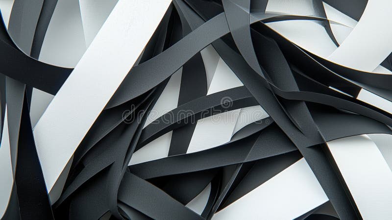 A Chaotic Arrangement of Black and White Ribbons, Overlapping and ...