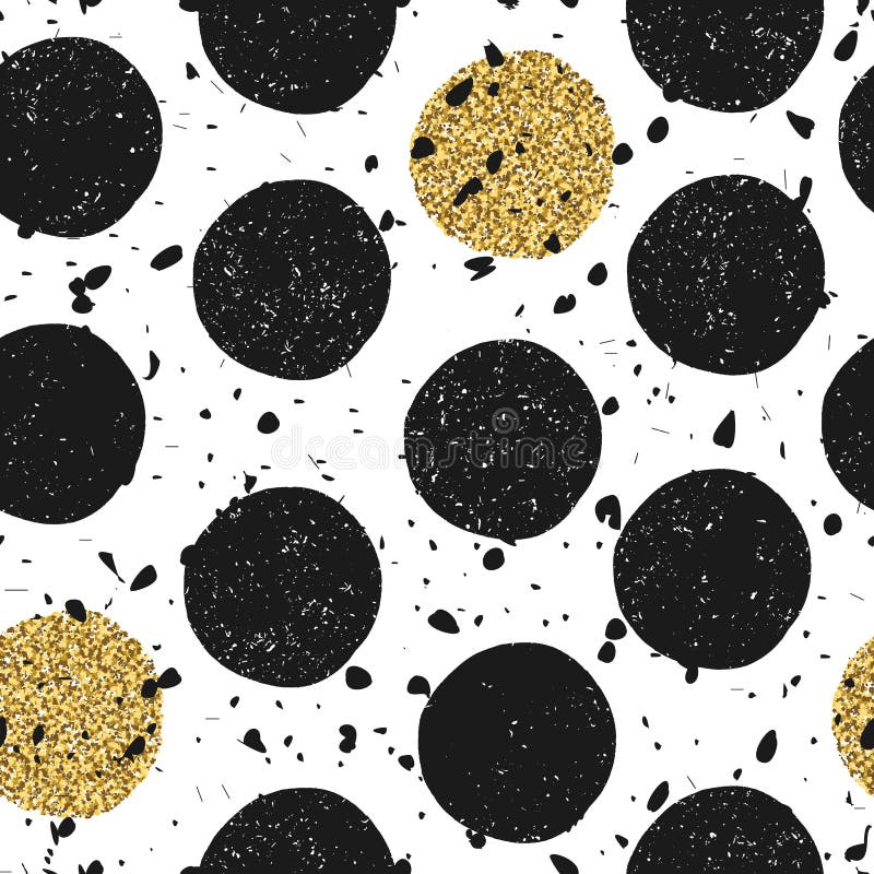 Chaotic Black Particles and Regular Big Gold and Black Dots. Seamless ...