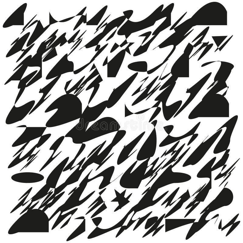 Chaotic Black Strokes. Abstract Background Texture. Random Dynamic ...