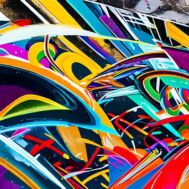 A Chaotic Blend of Graffiti Art, Abstract Shapes, and Vibrant Splatters ...