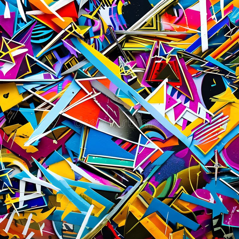 A Chaotic Blend of Graffiti Tags, Abstract Shapes, and Vibrant ...